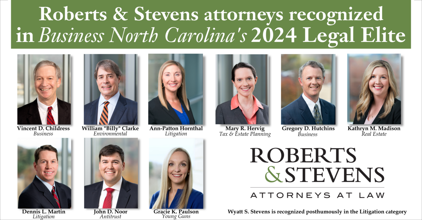 Roberts & Stevens attorneys recognized in Business North Carolina’s ...